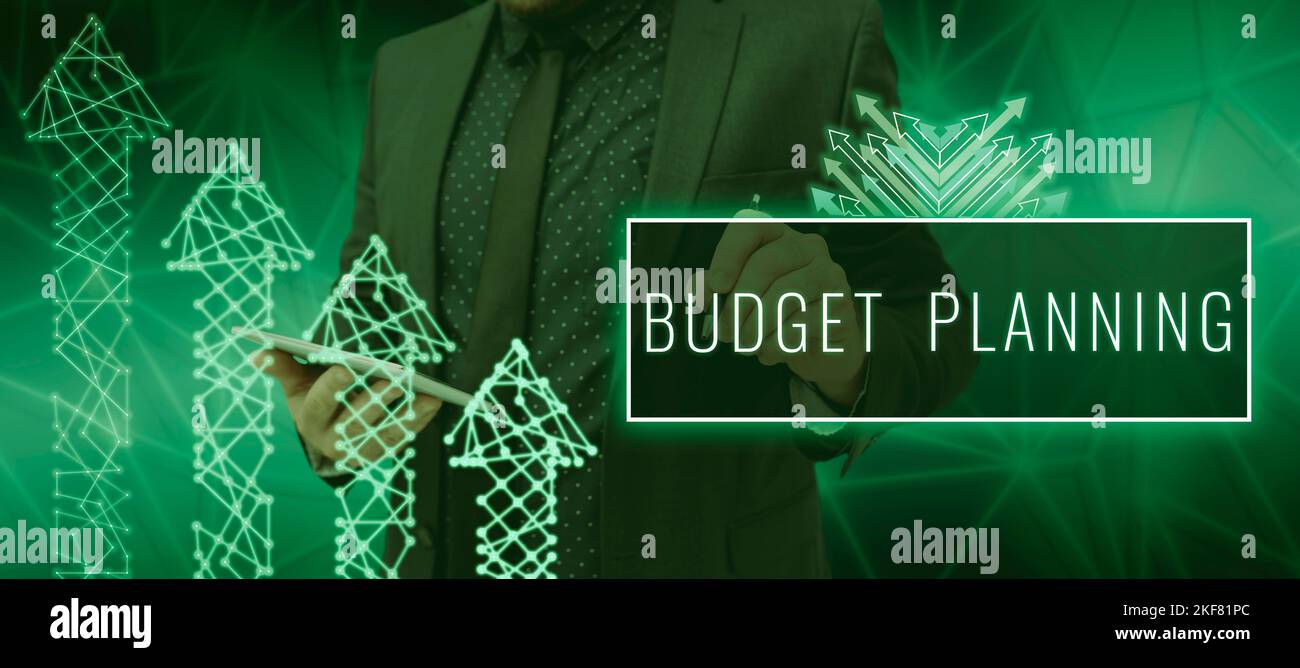 Hand writing sign Budget Planning. Business overview process of ...