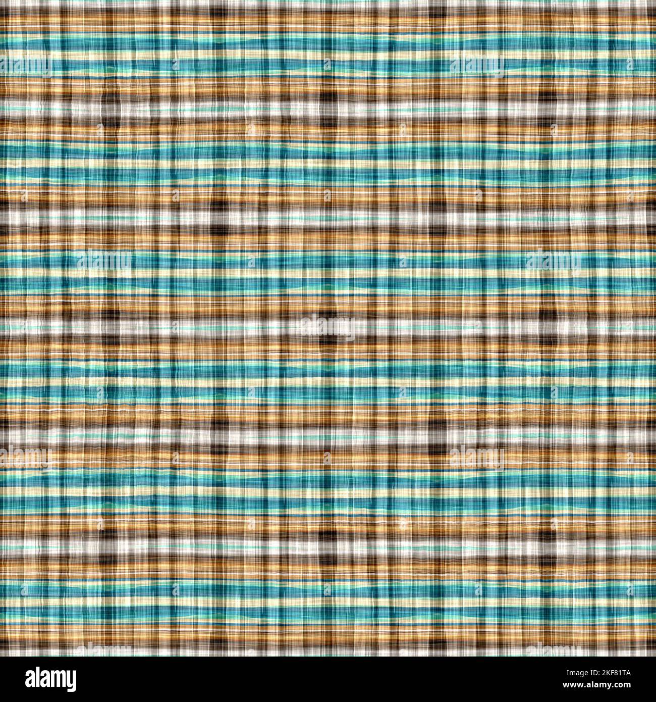 Teal rustic coastal beach house check fabric tile. Seamless sailor ...