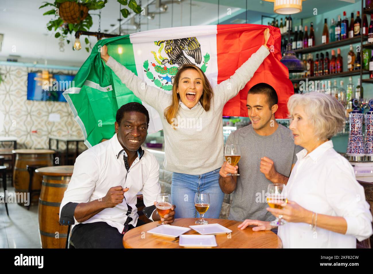 Happy diverse group celebrating Mexico Stock Photo - Alamy
