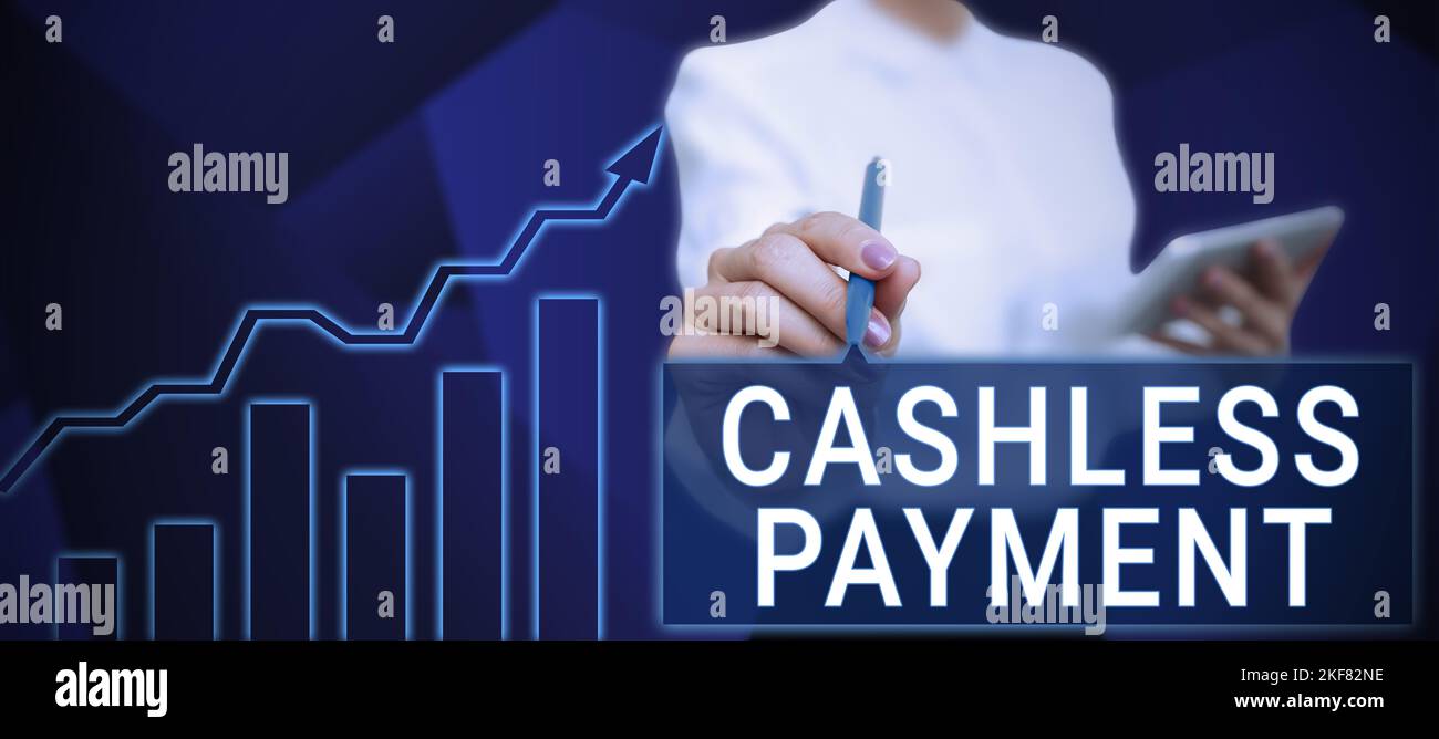 Handwriting text Cashless Payment. Word Written on transaction will be ...