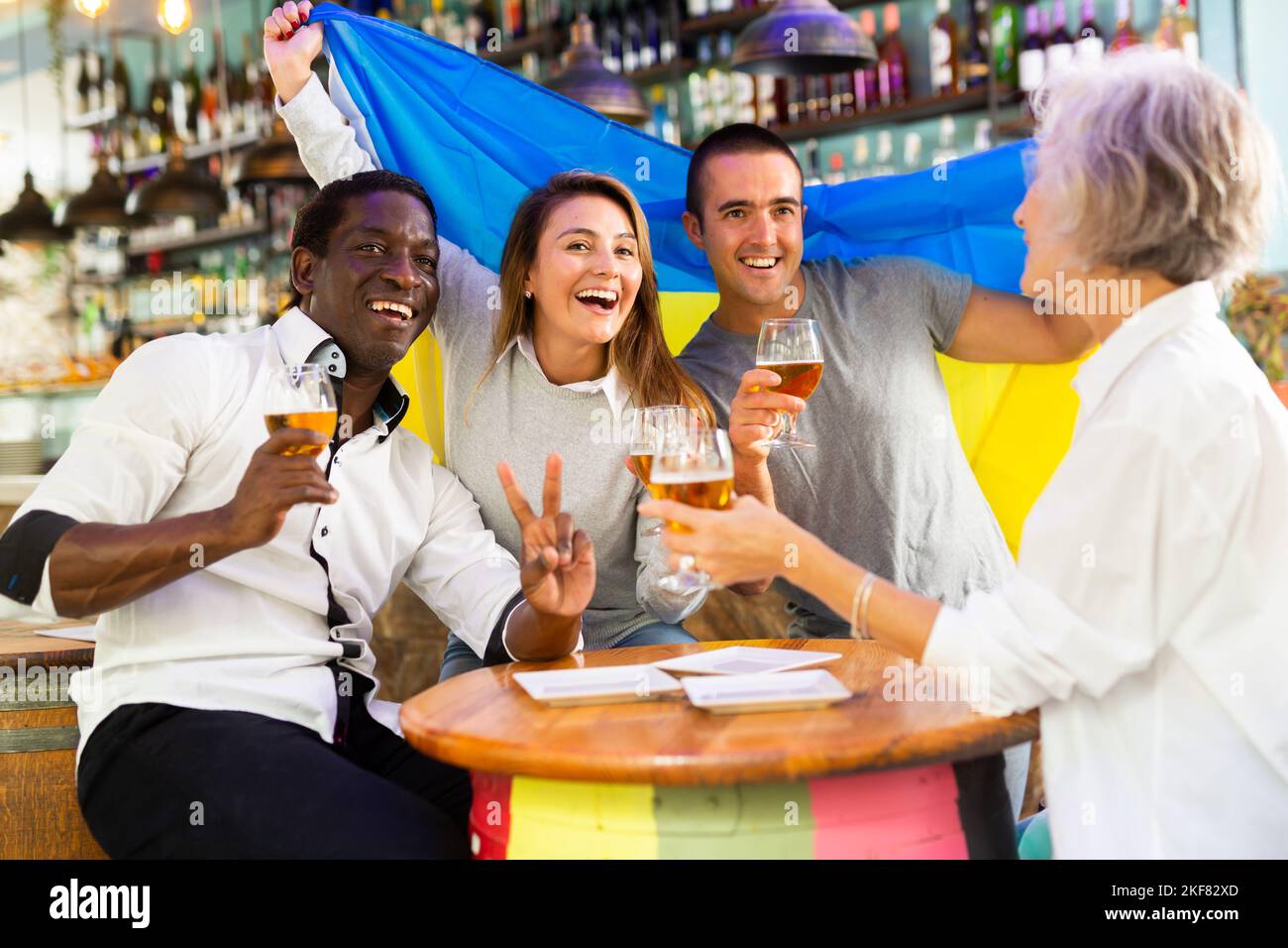Happy diverse group celebrating Ukraine Stock Photo - Alamy