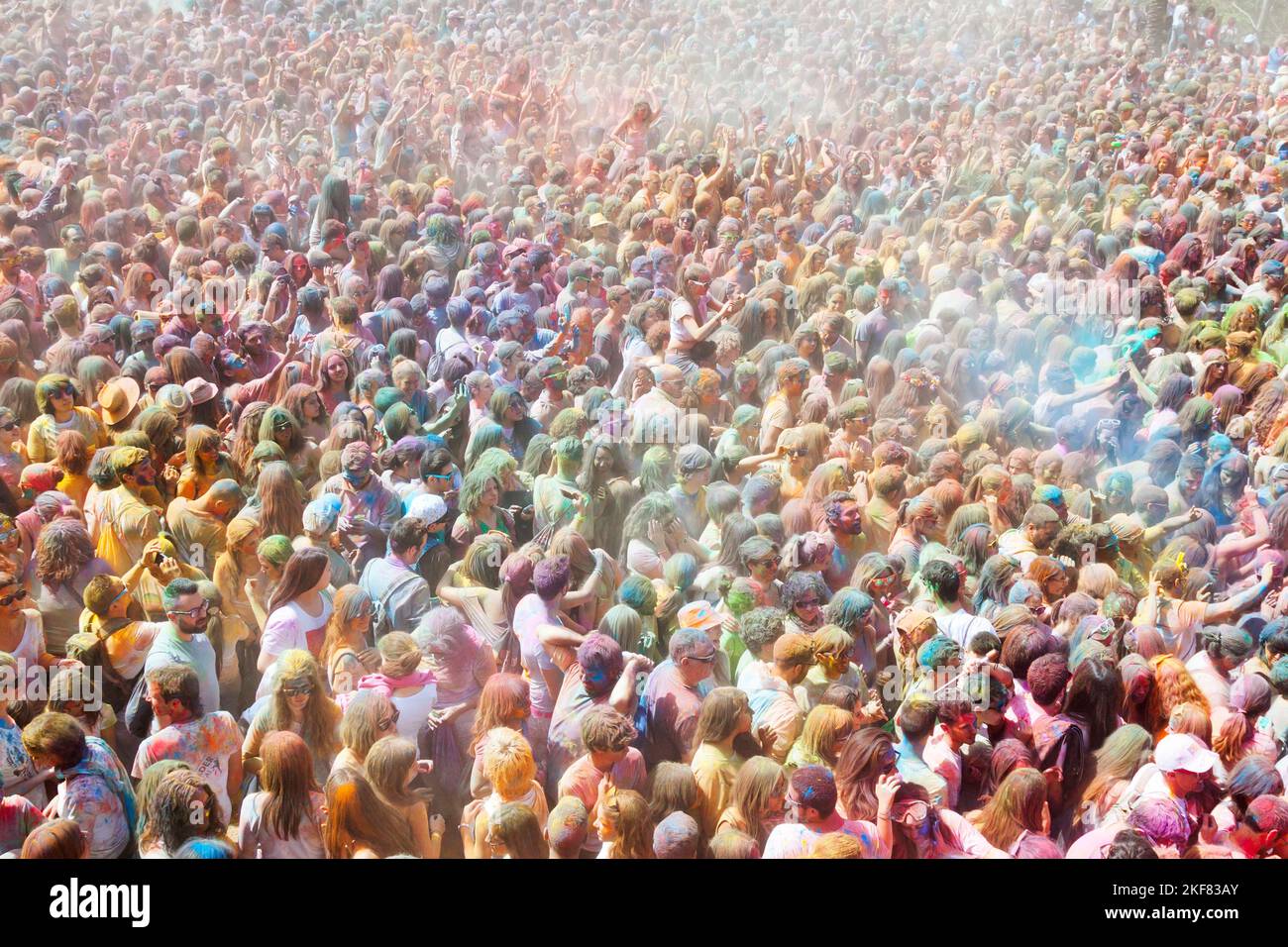 People at Festival of colours Holi Barcelona Stock Photo - Alamy