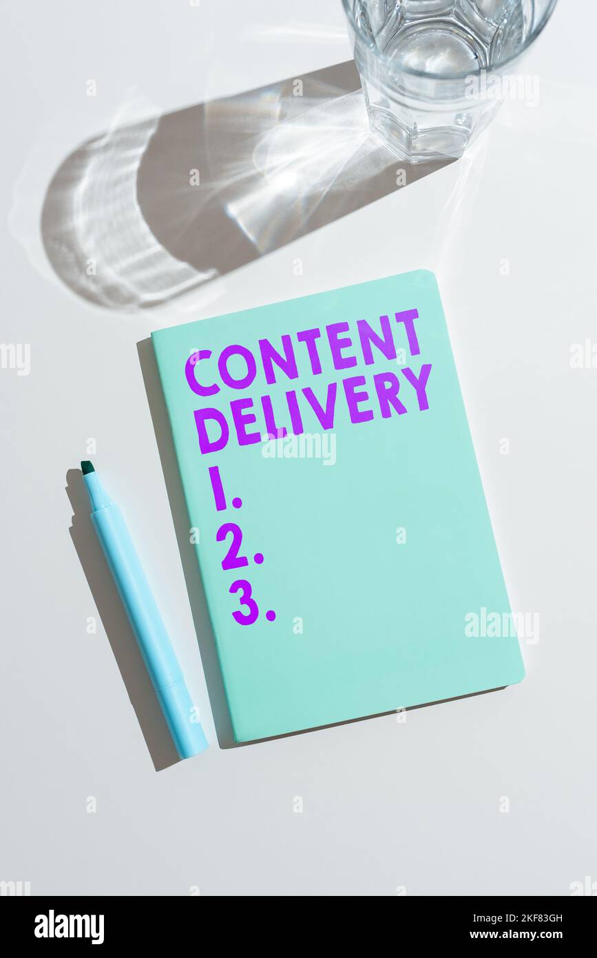 Hand writing sign Content Delivery. Business idea geographically distributed network of proxy ...