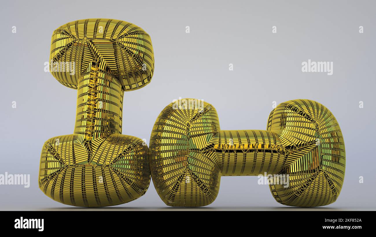 3D Illustration of a person undergoing an exercise in a gym. Modelers ...