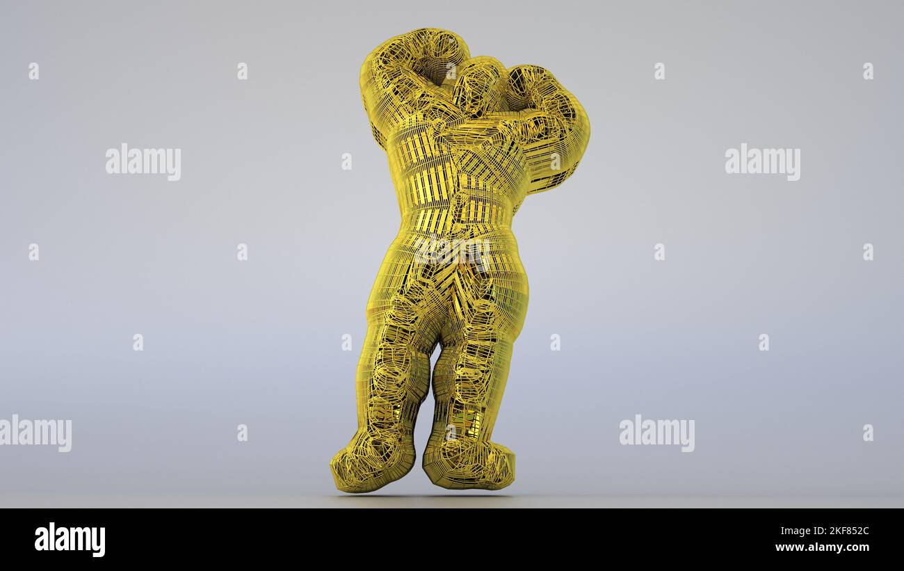 3D Illustration of a person undergoing an exercise in a gym. Modelers ...