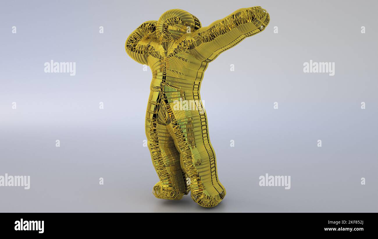 3D Illustration of a person undergoing an exercise in a gym. Modelers ...