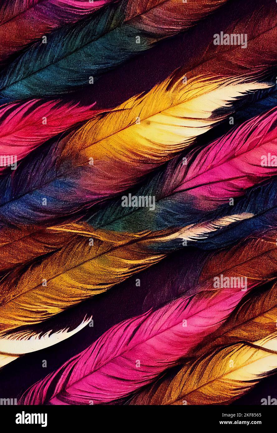 Hand drawn contrast flying feather pattern. Collage contemporary print ...