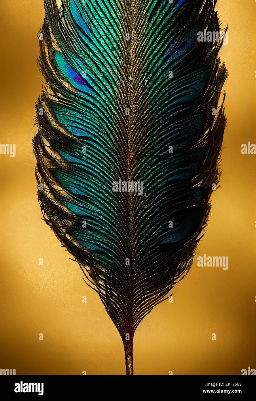 Hand drawn creative gold feather pattern. Collage contemporary print ...