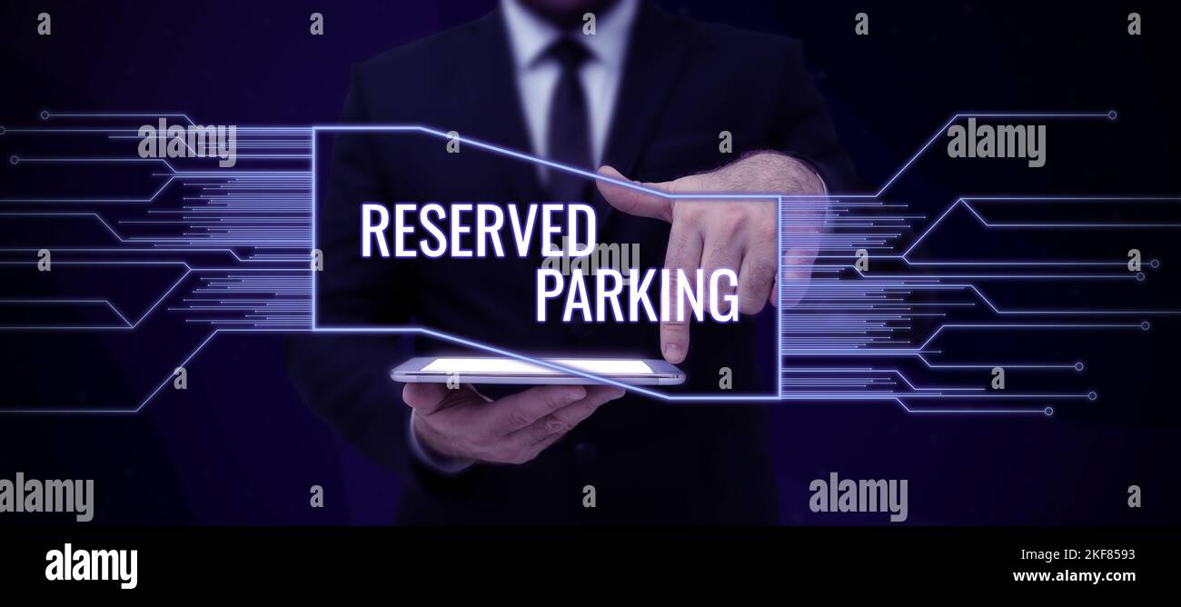 Hand writing sign Reserved Parking. Conceptual photo parking spaces ...