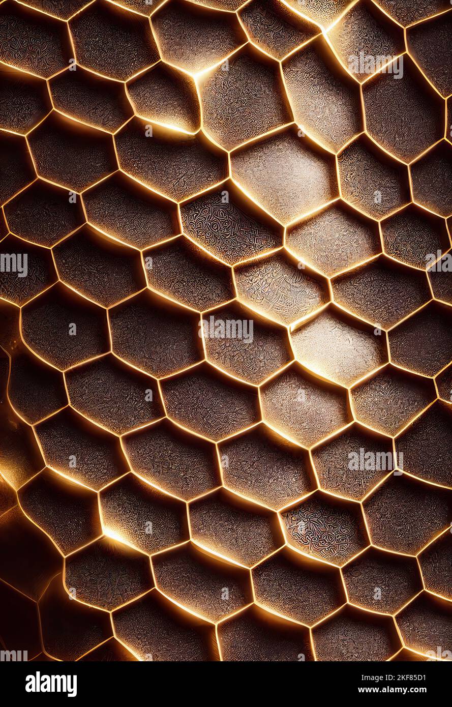 Hand drawn shining golden pentagon pattern. Collage contemporary print ...