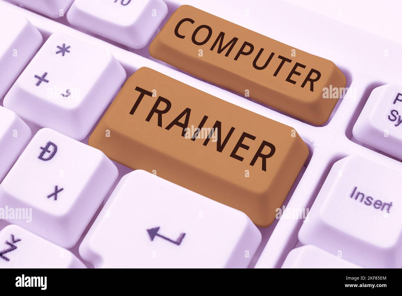 Text caption presenting Computer Trainer. Internet Concept instruct and ...