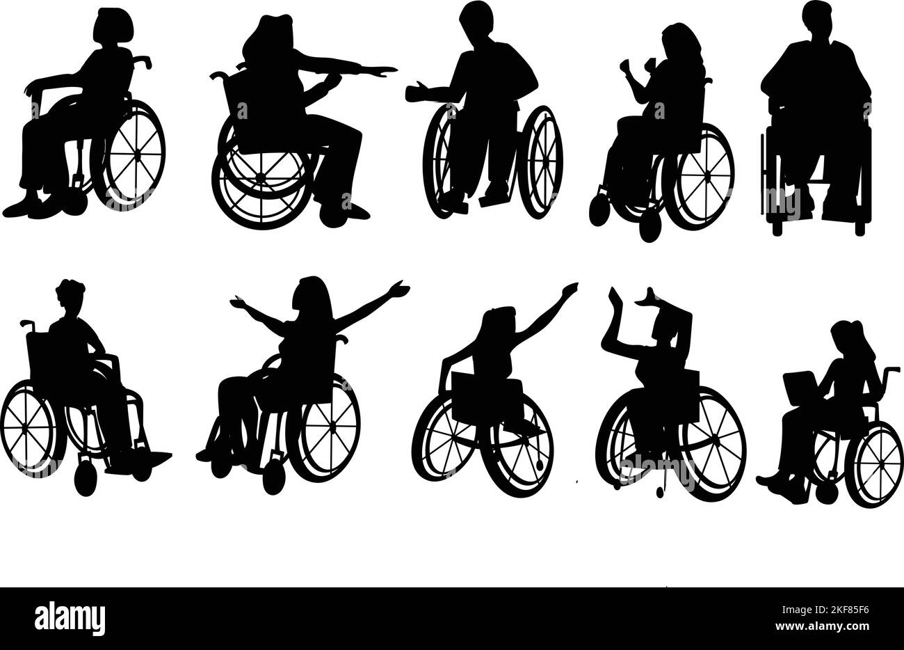 A vector illustration of silhouettes of people with disabilities ...