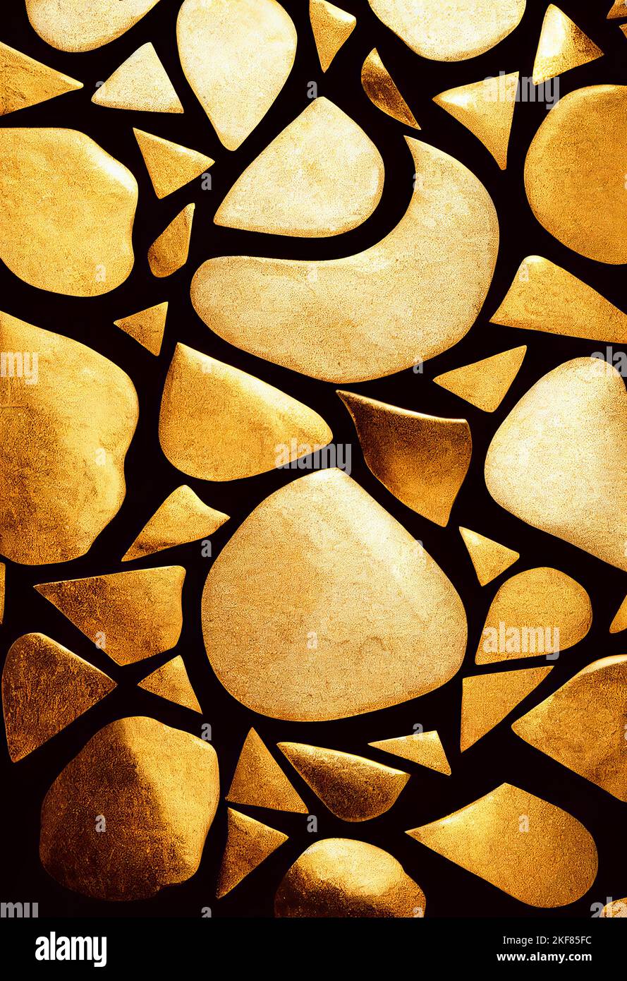 Hand drawn gold bars pattern. Collage contemporary print with ...