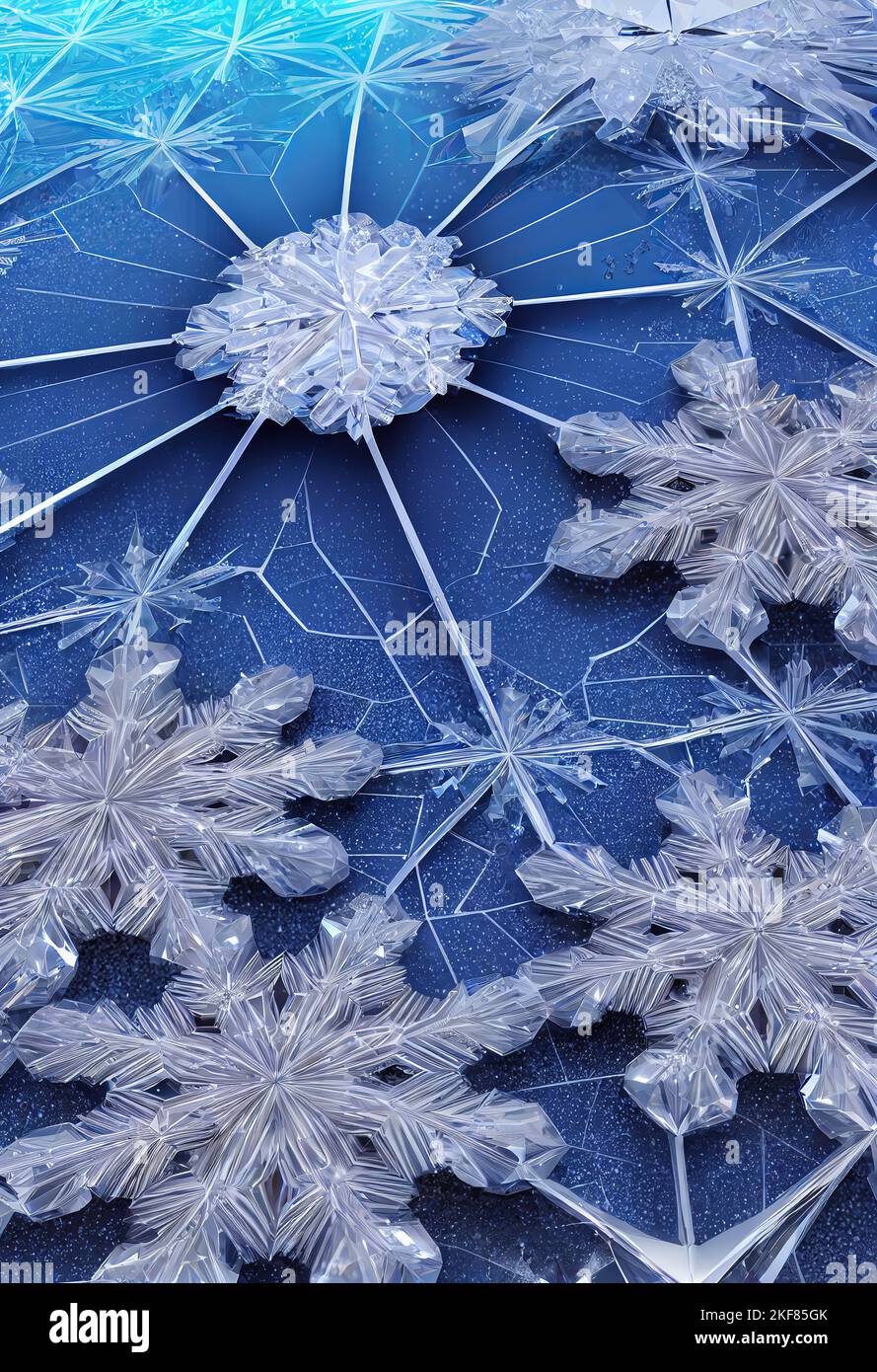 Hand drawn frozen icy snowflake pattern. Collage contemporary print ...