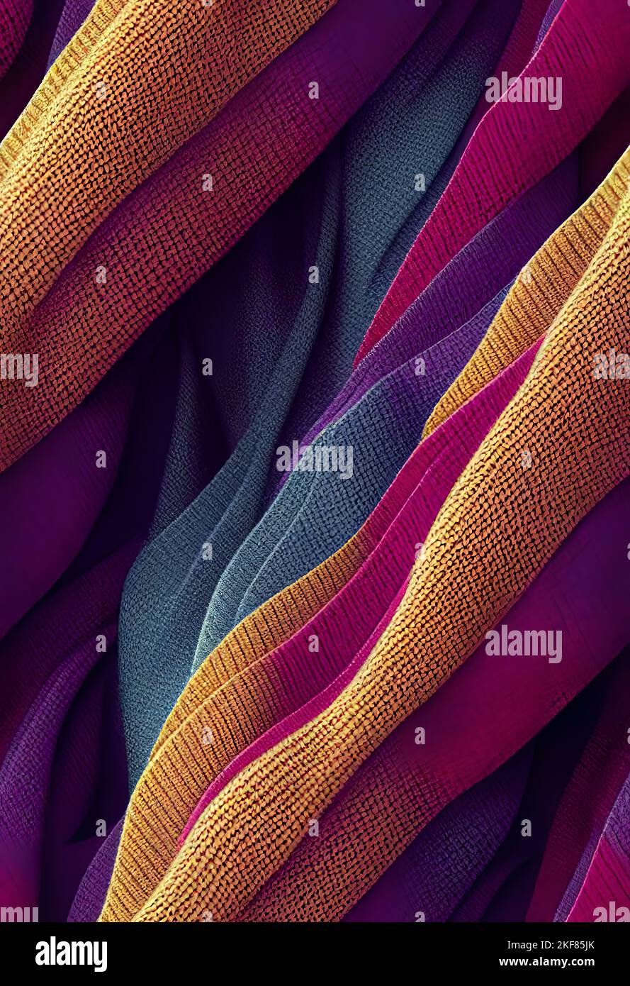 Hand drawn colorful knitting pattern. Collage contemporary print with ...