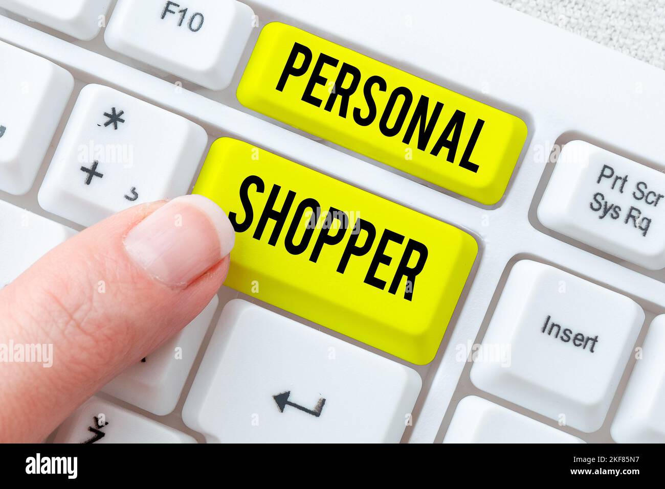 Hand writing sign Personal Shopper. Business overview individual who is paid to help another to ...