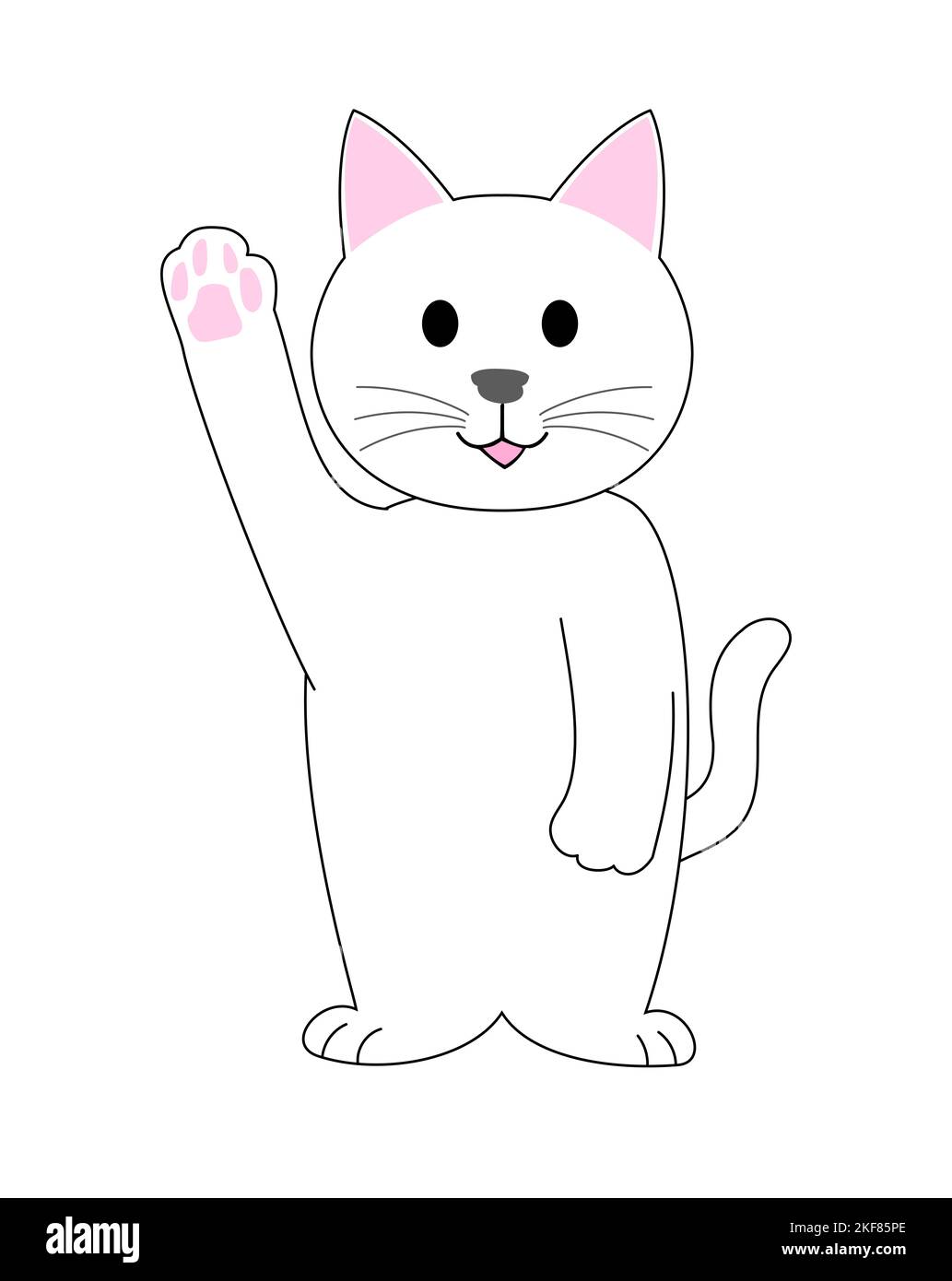 A white cat raising hand with white background Stock Photo - Alamy