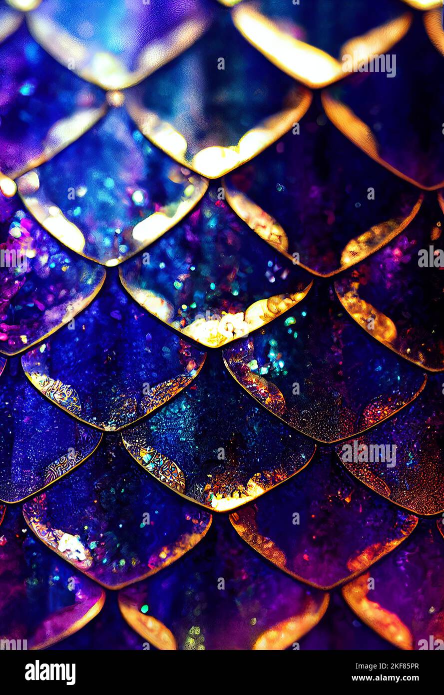 Hand drawn glowing colorful scales pattern. Collage contemporary print ...