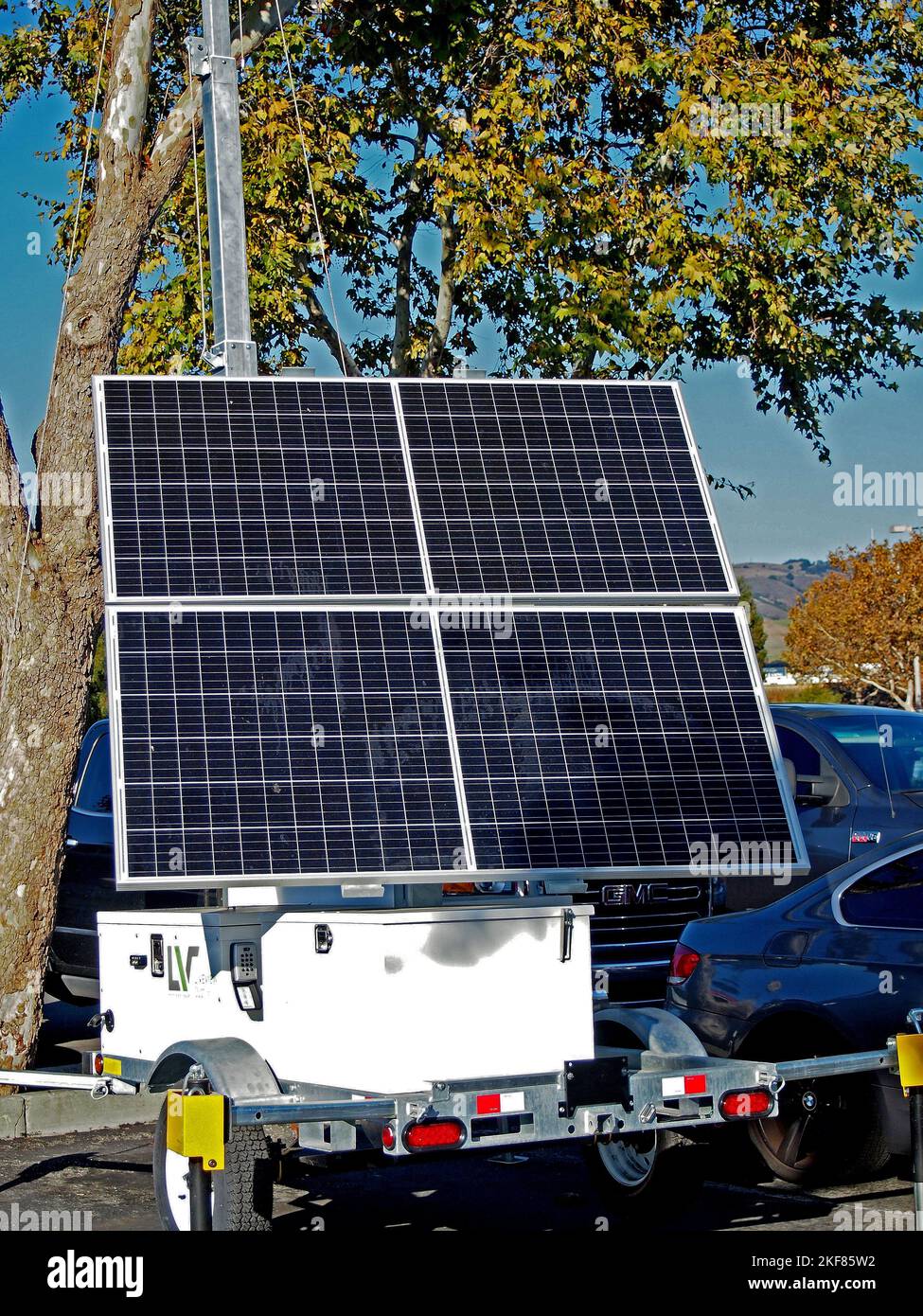 portable solar energy panel for security cameras on a trailer in a ...