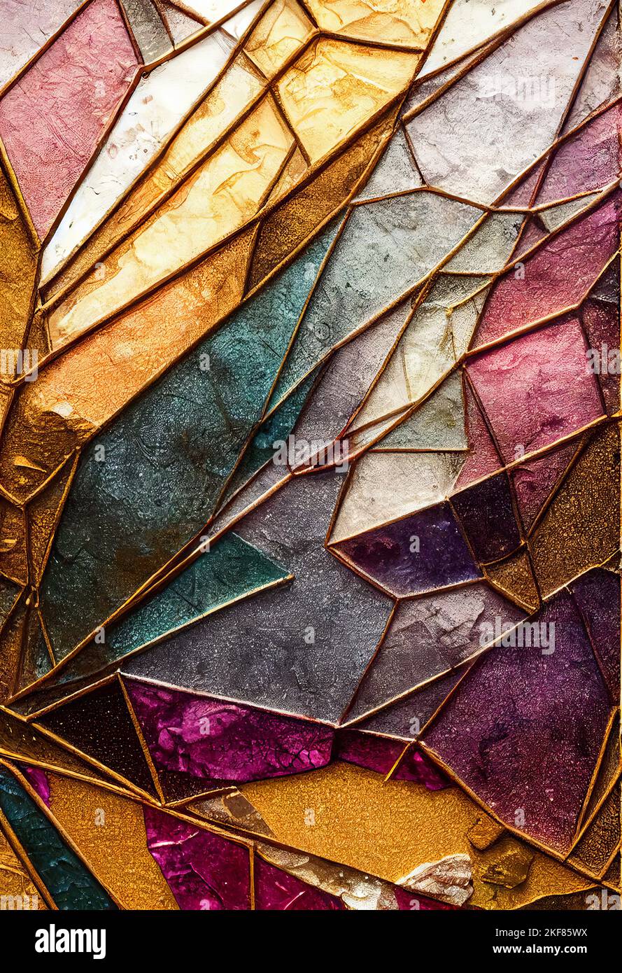 Hand drawn abstract colorful tiffany glass pattern. Collage ...