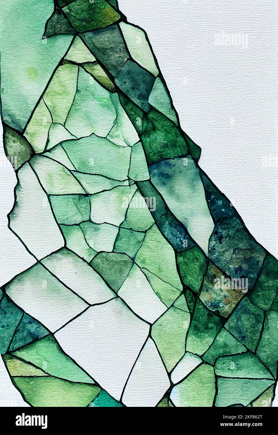 Hand drawn textured green crystals pattern. Collage contemporary print ...