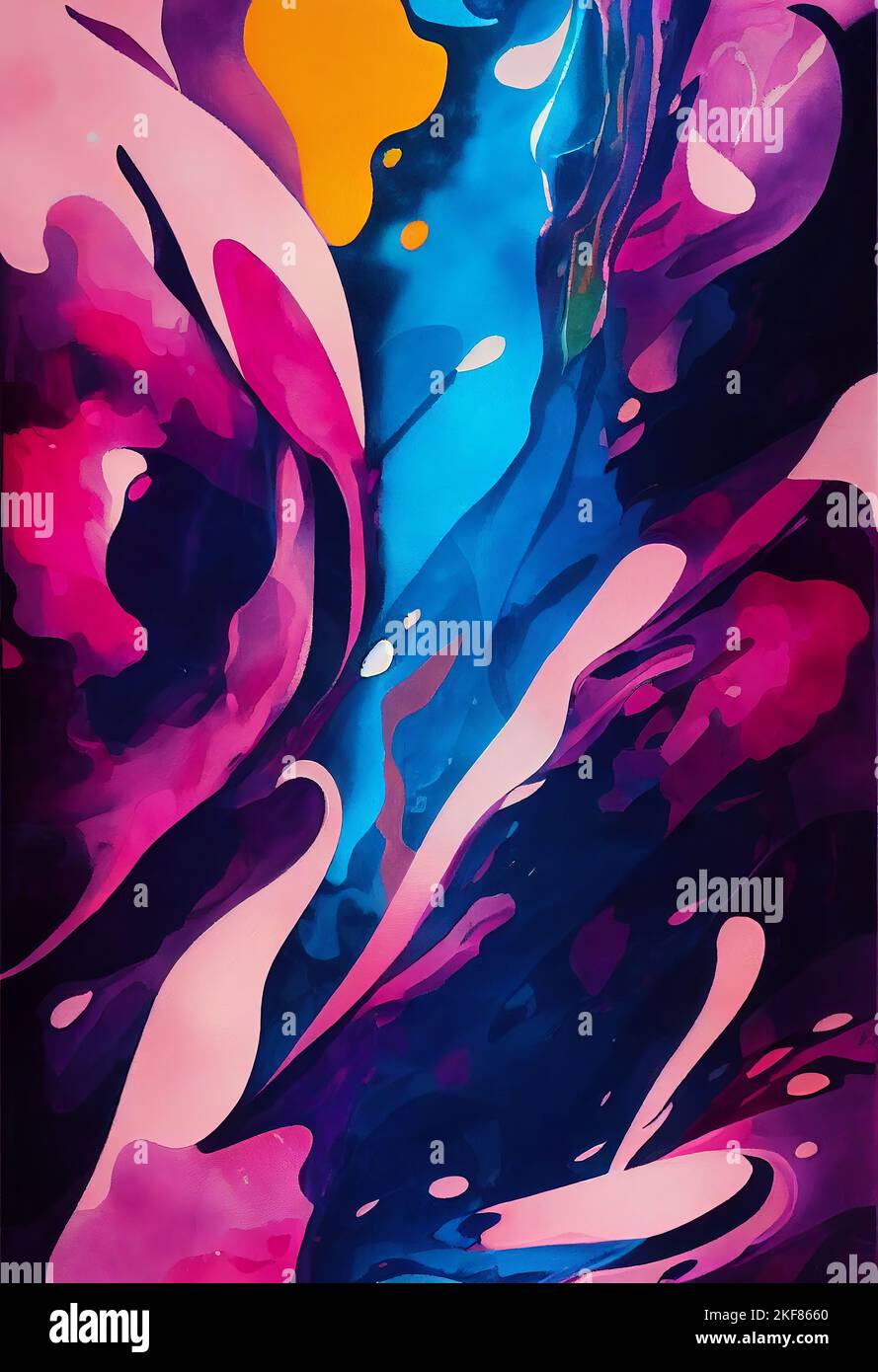 Hand drawn abstract watercolor plant pattern. Collage contemporary ...