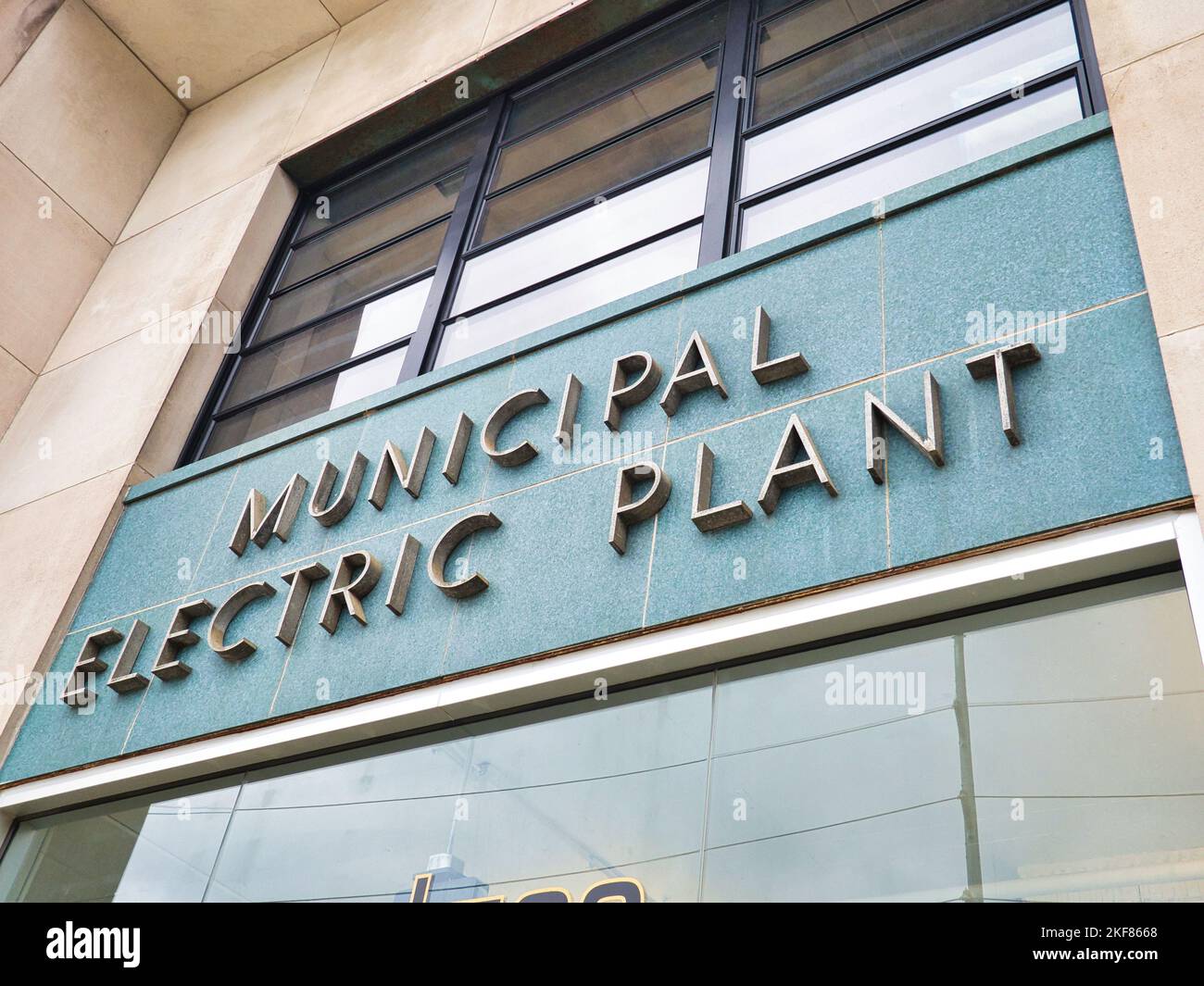 Vintage municipal electric plant sign Stock Photo - Alamy