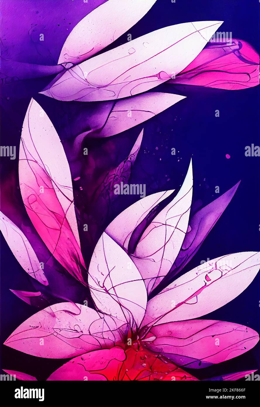 Hand drawn abstract romantic watercolor plant pattern. Collage ...