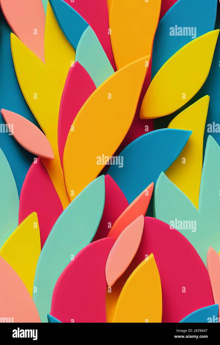 Hand drawn abstract tropical plant leaves pattern. Collage contemporary ...
