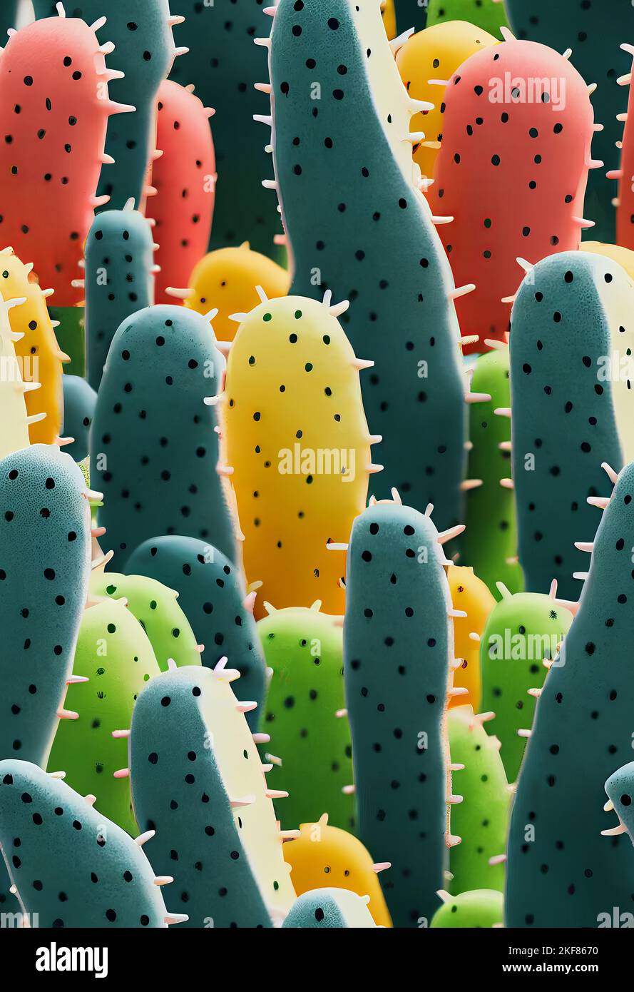 Hand drawn abstract tropical cactus pattern. Collage contemporary print ...