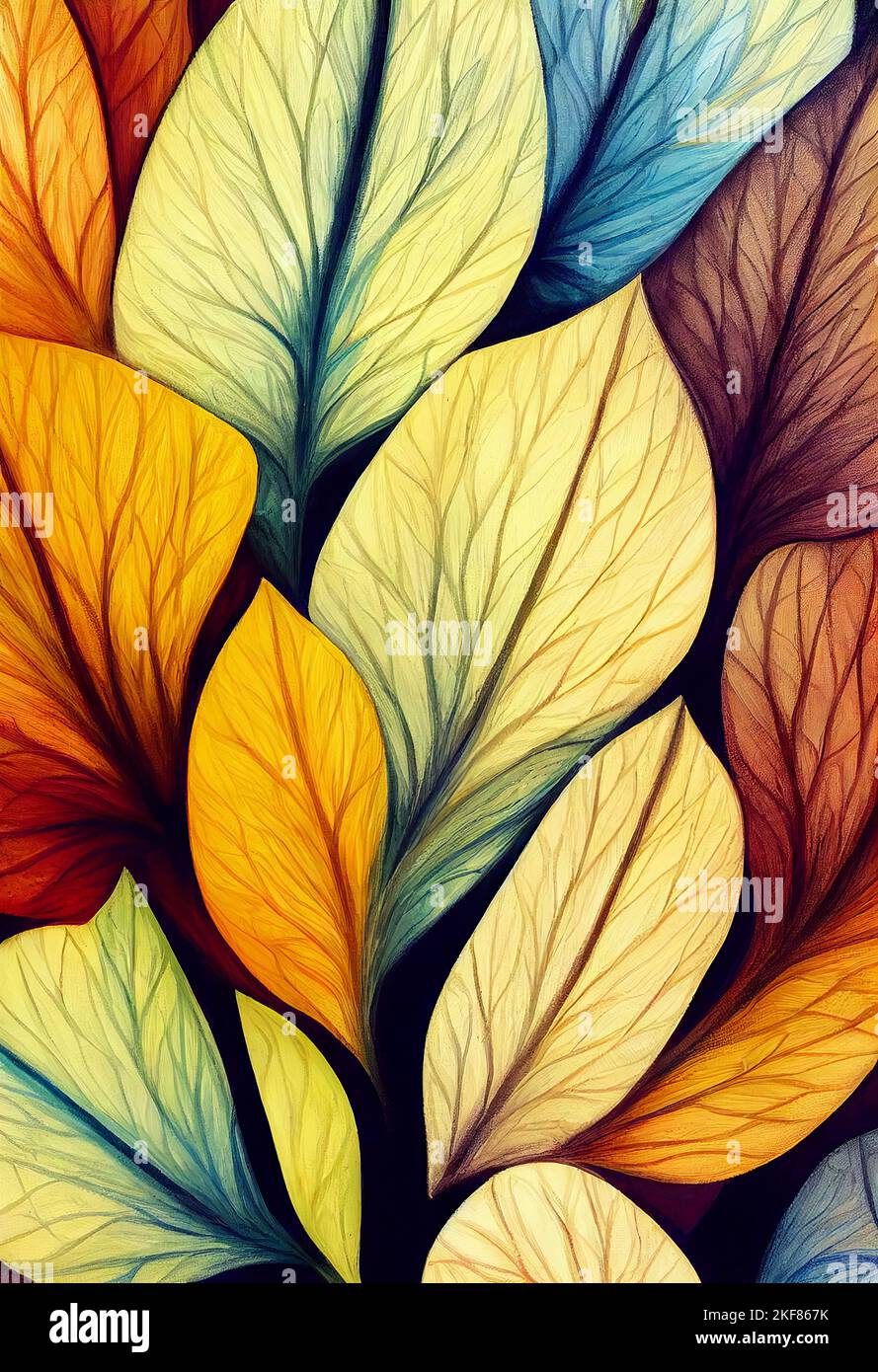 Hand drawn abstract plant leaves pattern. Collage contemporary print ...