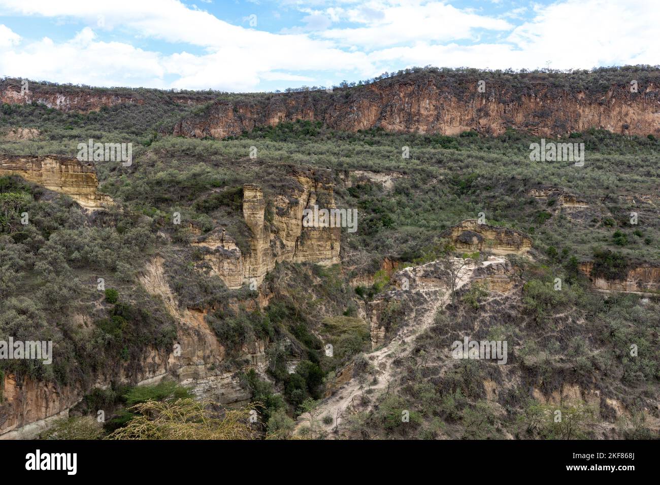 Hell's Gate National Park lies south of Lake Naivasha in Kenya, north ...