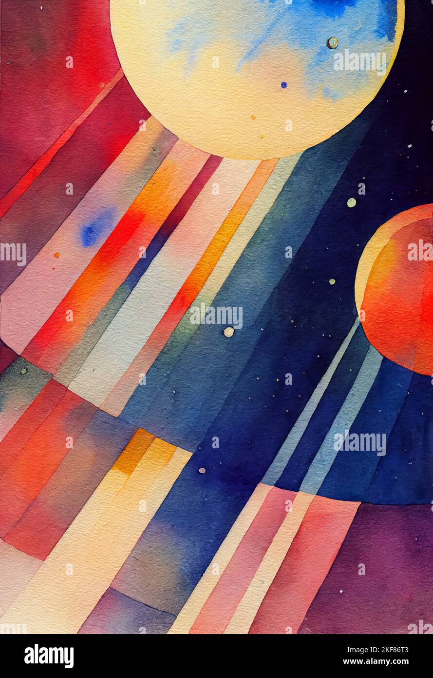 Hand drawn trendy watercolor sky pattern. Collage contemporary print ...