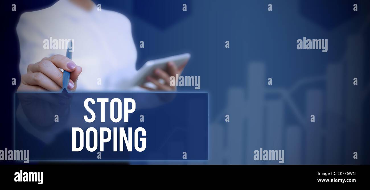 Text caption presenting Stop Doping, Internet Concept quit the use of ...