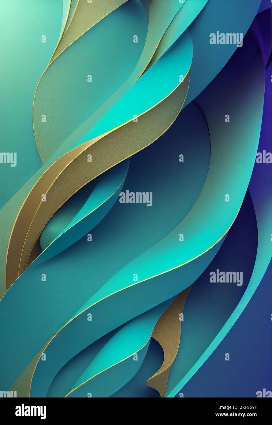 Hand drawn blue gradient waves pattern. Collage contemporary print with creative futuristic ...
