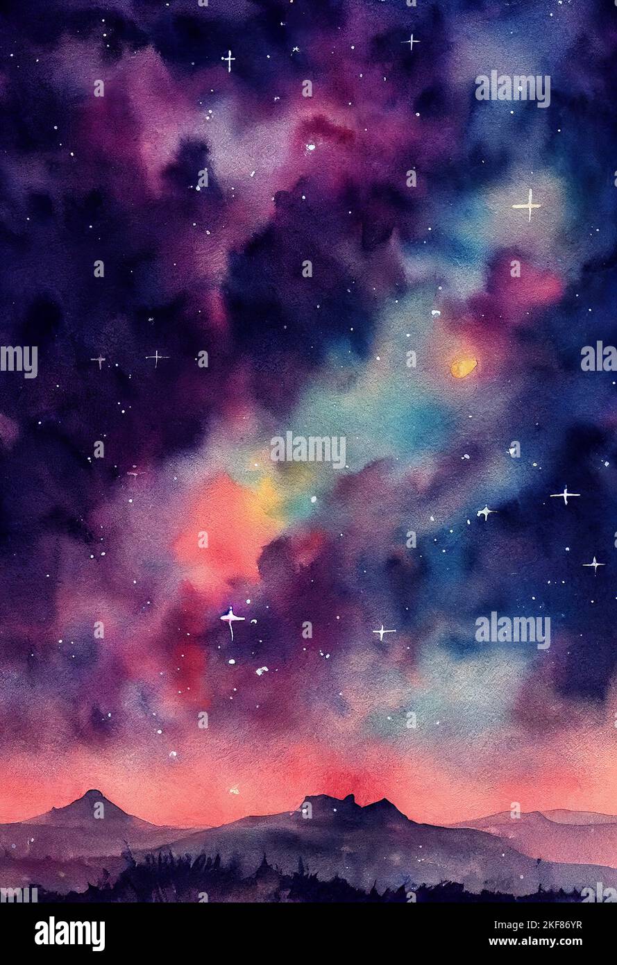 Hand drawn trendy watercolor pattern. Collage contemporary print with ...