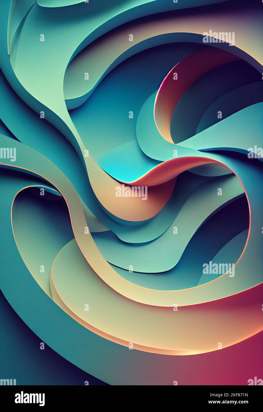 Hand drawn gradient trendy waves pattern. Collage contemporary print ...