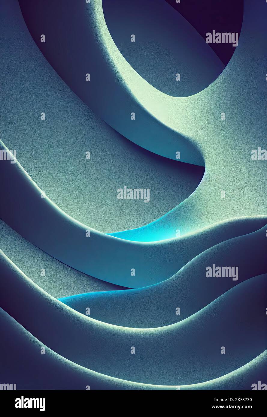 Hand drawn blue deep waves pattern. Collage contemporary print with ...