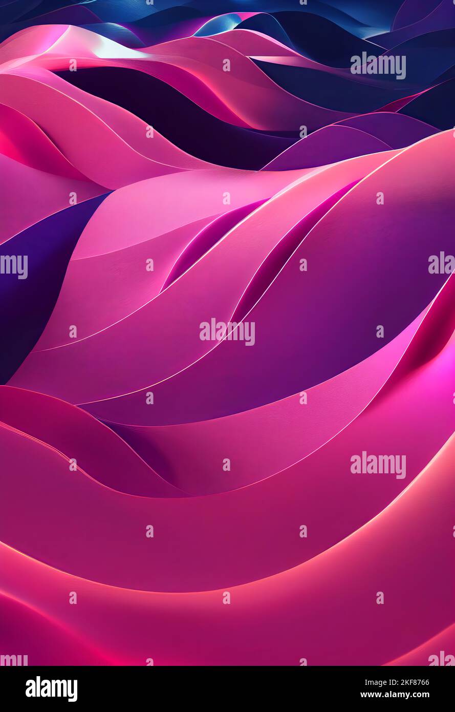 Hand drawn magenta waves pattern. Collage contemporary print with ...