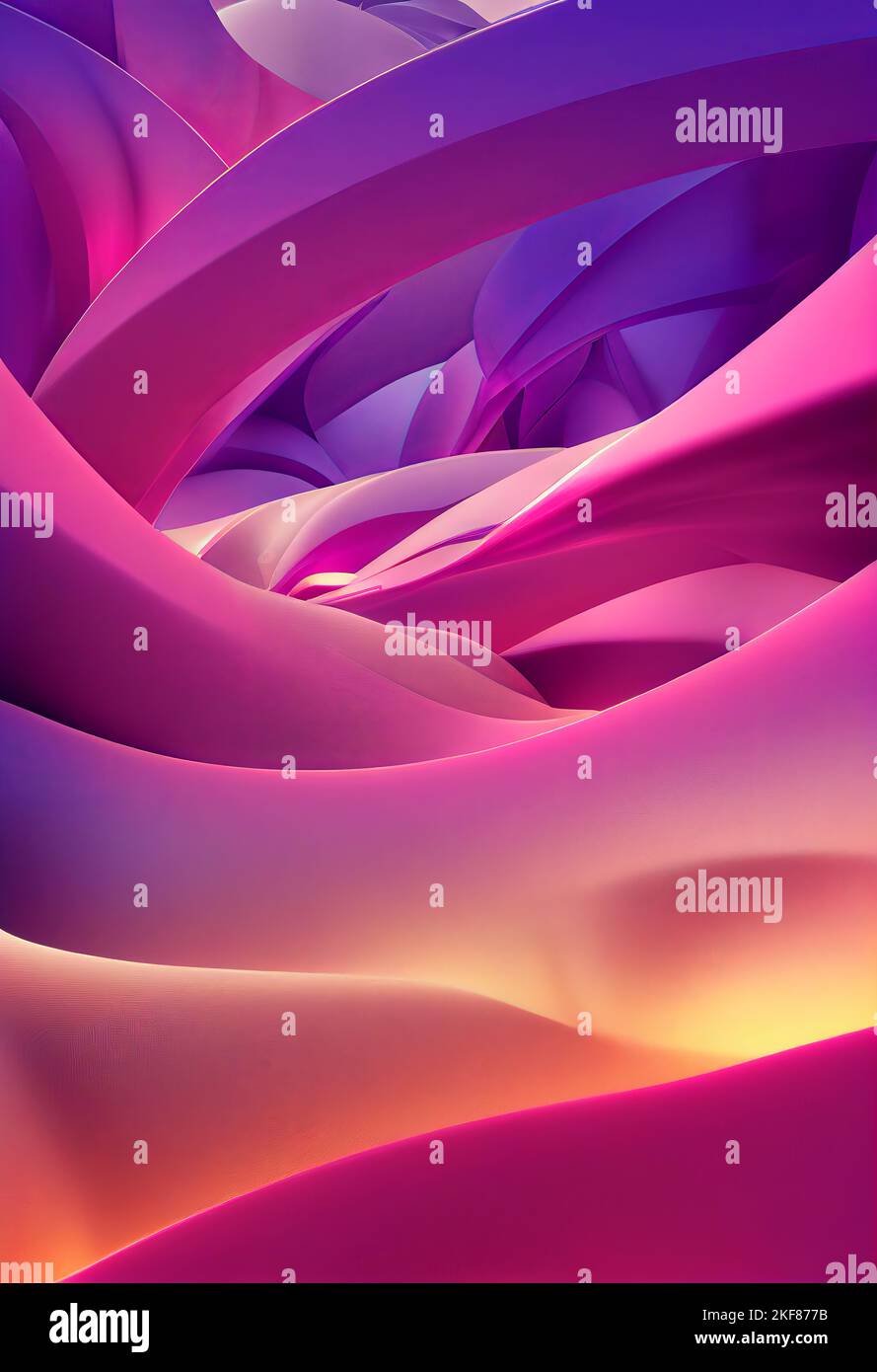 Hand drawn dynamic pink waves pattern. Collage contemporary print with ...