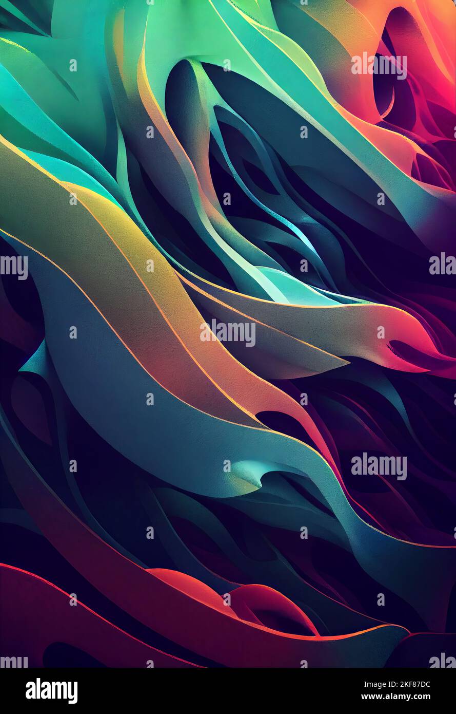 Hand drawn abstract dynamic colorful waves pattern. Collage ...