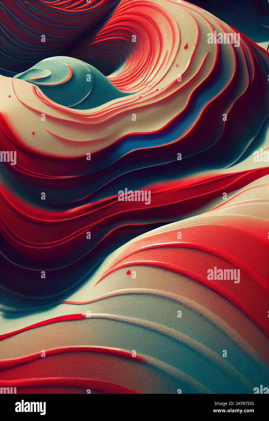 Hand drawn flowing colorful waves pattern. Collage contemporary print ...