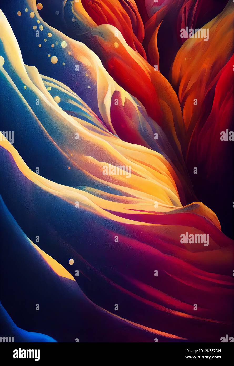 Hand drawn flowing colorful waves pattern. Collage contemporary print ...