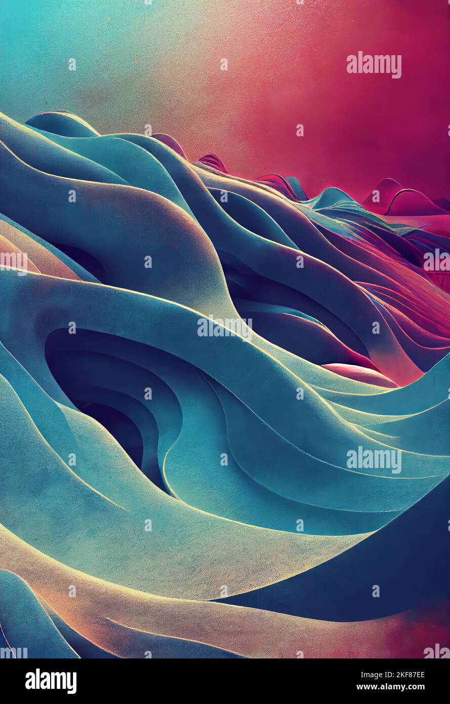 Hand drawn dynamic futuristic waves pattern. Collage contemporary print ...