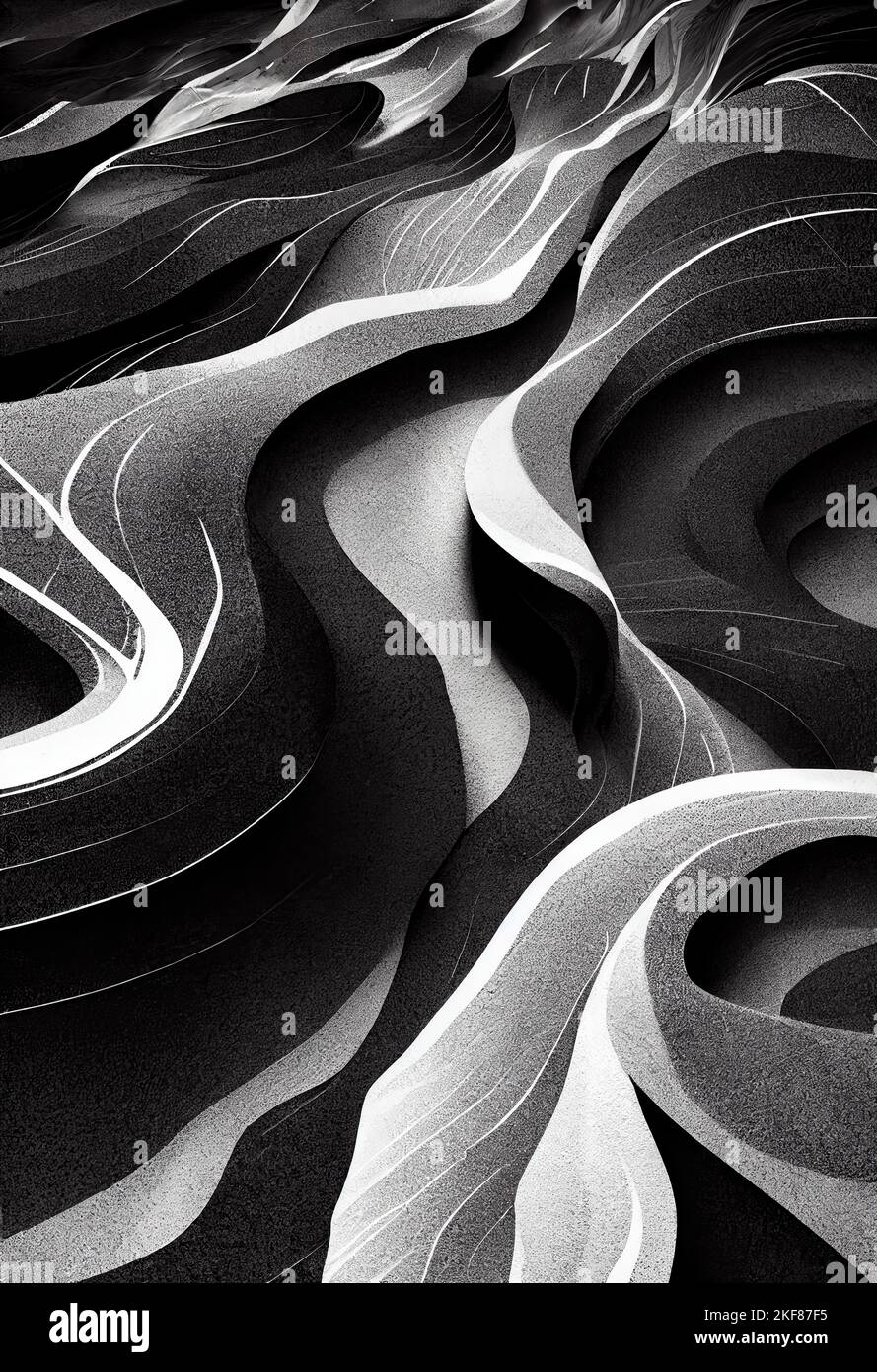 Hand Drawn Abstract Dynamic Black And White Waves Pattern Collage