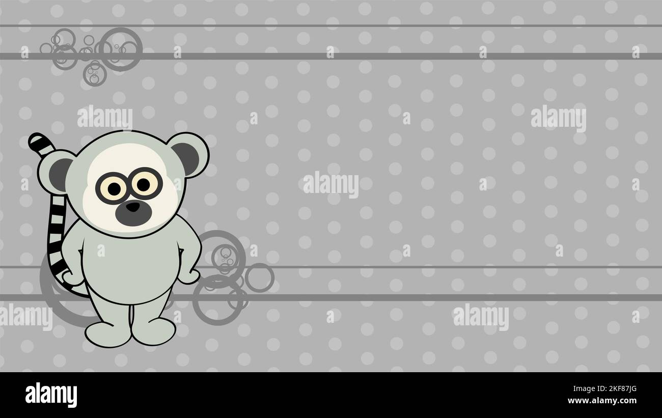 standing chibi lemur kid cartoon background. illustration in vector ...