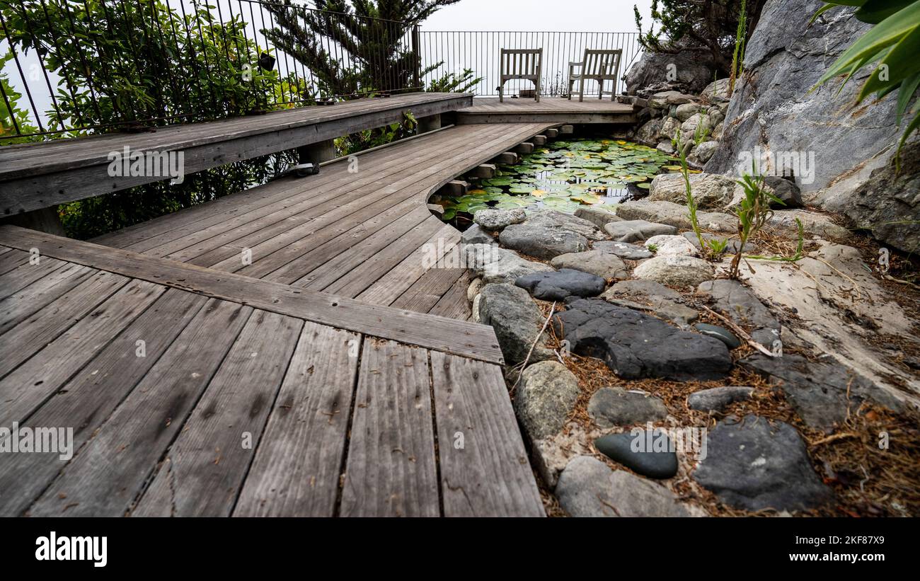 Zen garden ocean overlook Stock Photo - Alamy