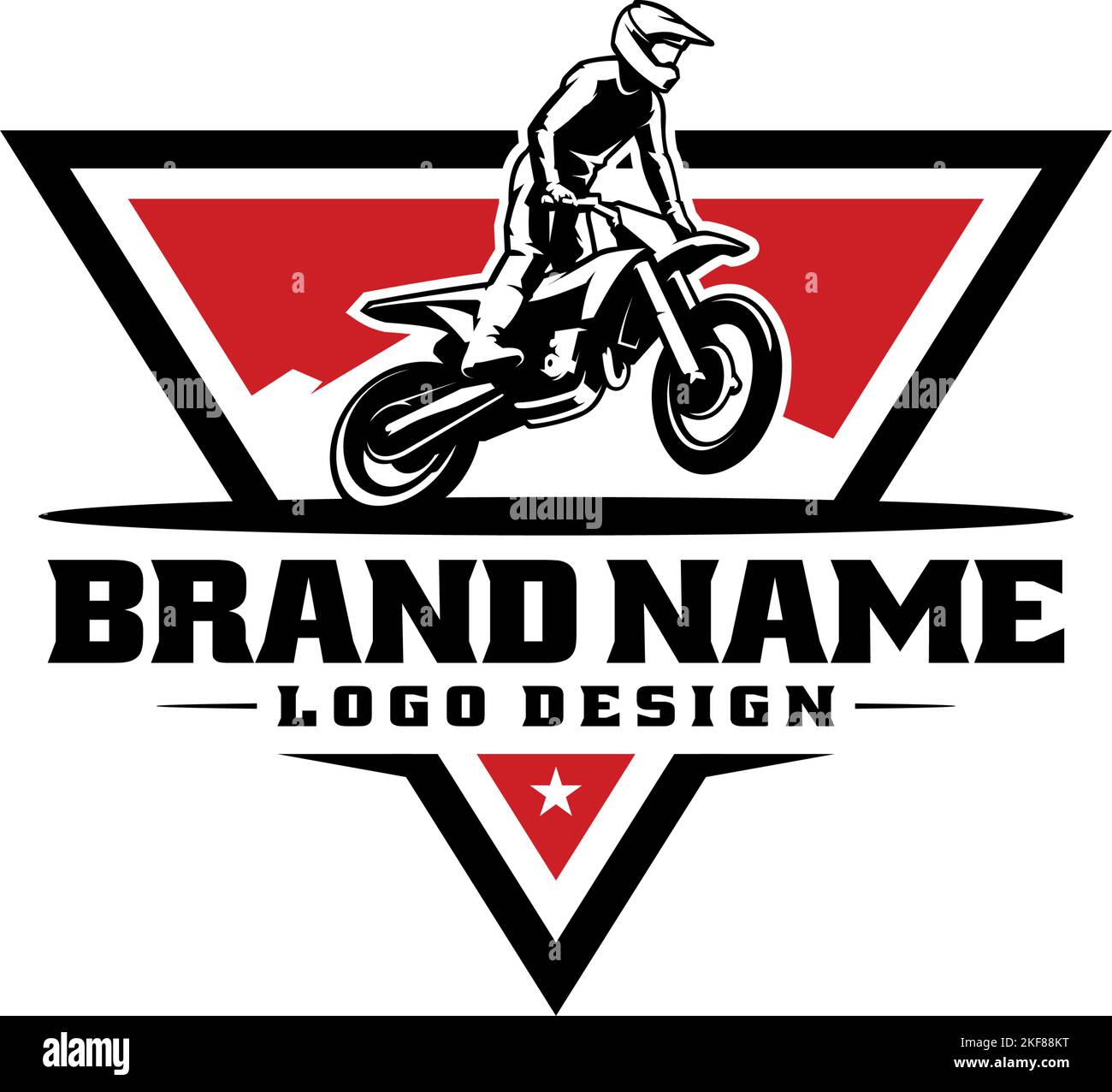 A vector for logos with a red and black theme and a motorcycle icon on ...