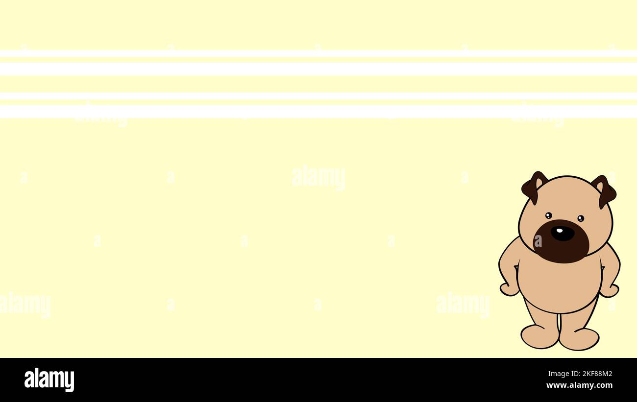 standing chibi pug dog kid cartoon background. illustration in vector ...