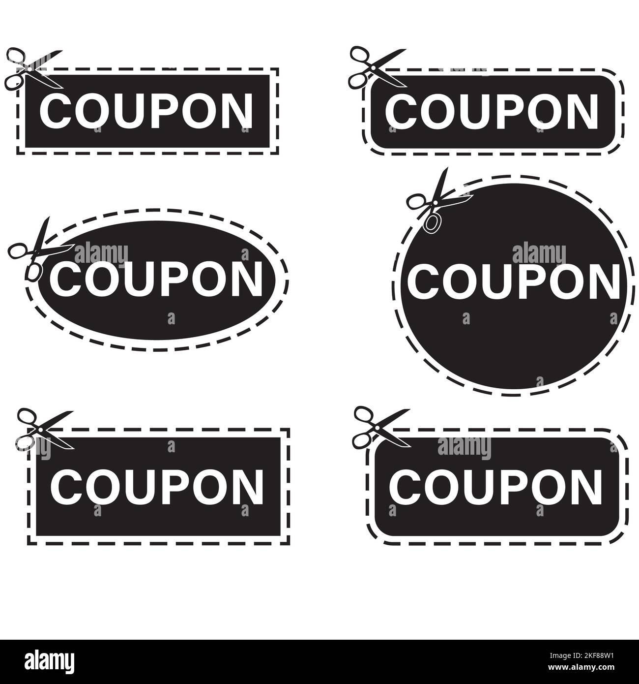 Coupon scissors cut template on white background. Coupon dashed line ...